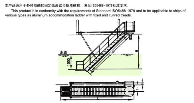 Fixed Inclined Steel / Aluminum Alloy Marine Boarding Ladder ...