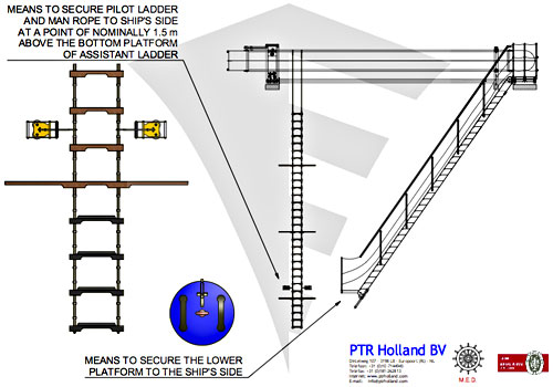 Wood Rubber Material Marine Pilot Rope Ladder Boarding Ladders for Boats