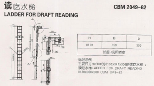 Anti-corrosive Marine Draft Ladder , Boat Boarding Ladders Surface Oxidated